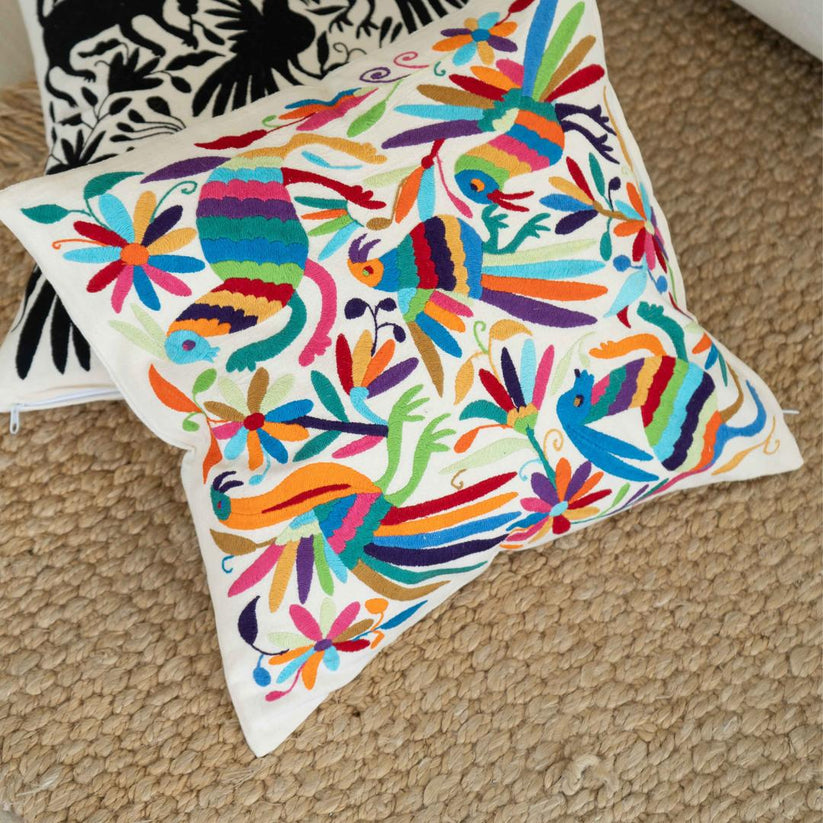 Otomi Hand Embroidered Pillow Case – Eclectic Array - Nevis / Mexico